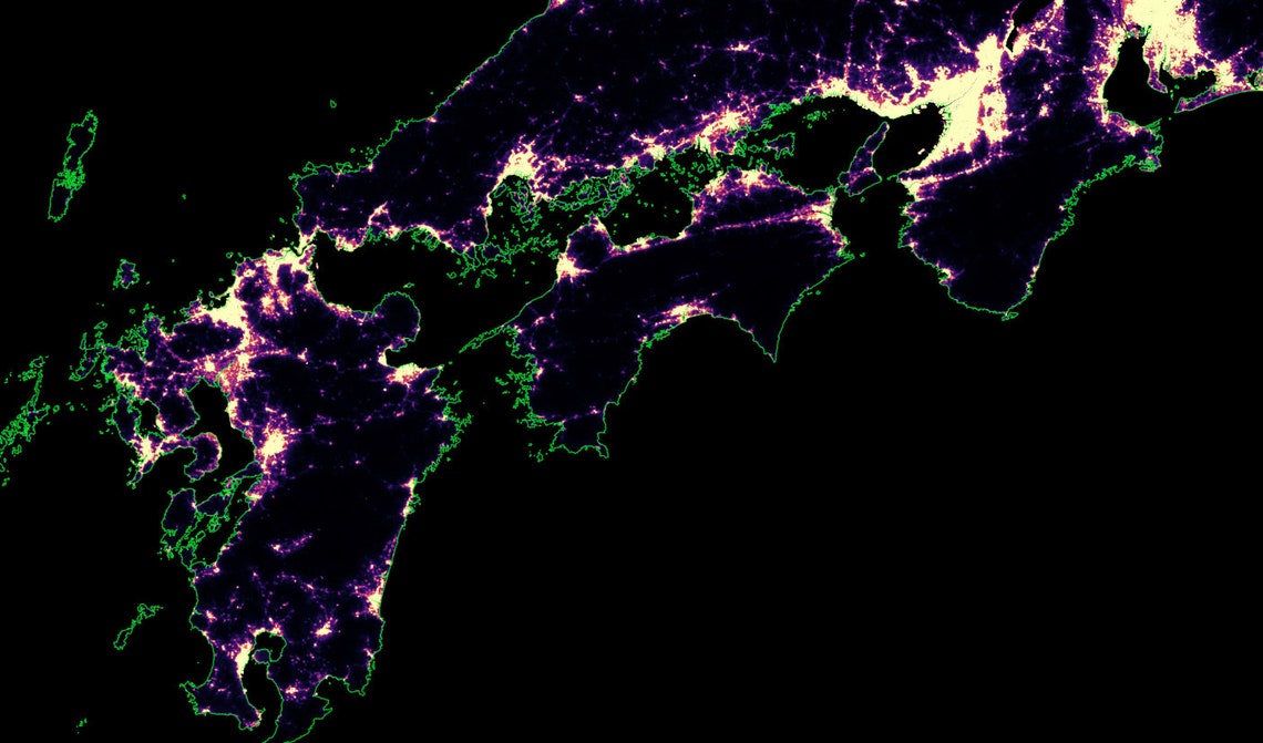 Population Density Heatmap of Japan high Resolution Digital - Etsy