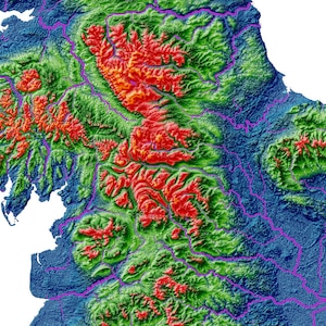 Elevation Map of the United Kingdom high Resolution Digital - Etsy