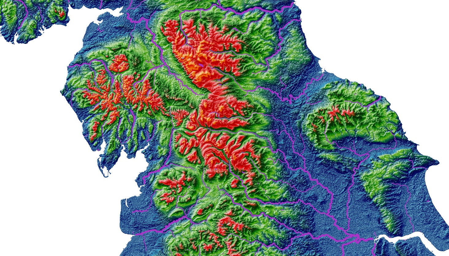 Elevation Map of the United Kingdom high Resolution Digital - Etsy UK