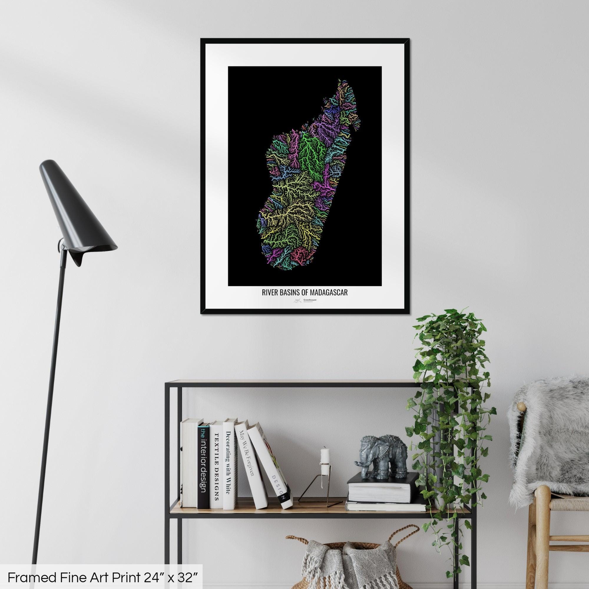 Madagascar - River Basin Map, Pastel Colours - Wall Art | Watershed ...