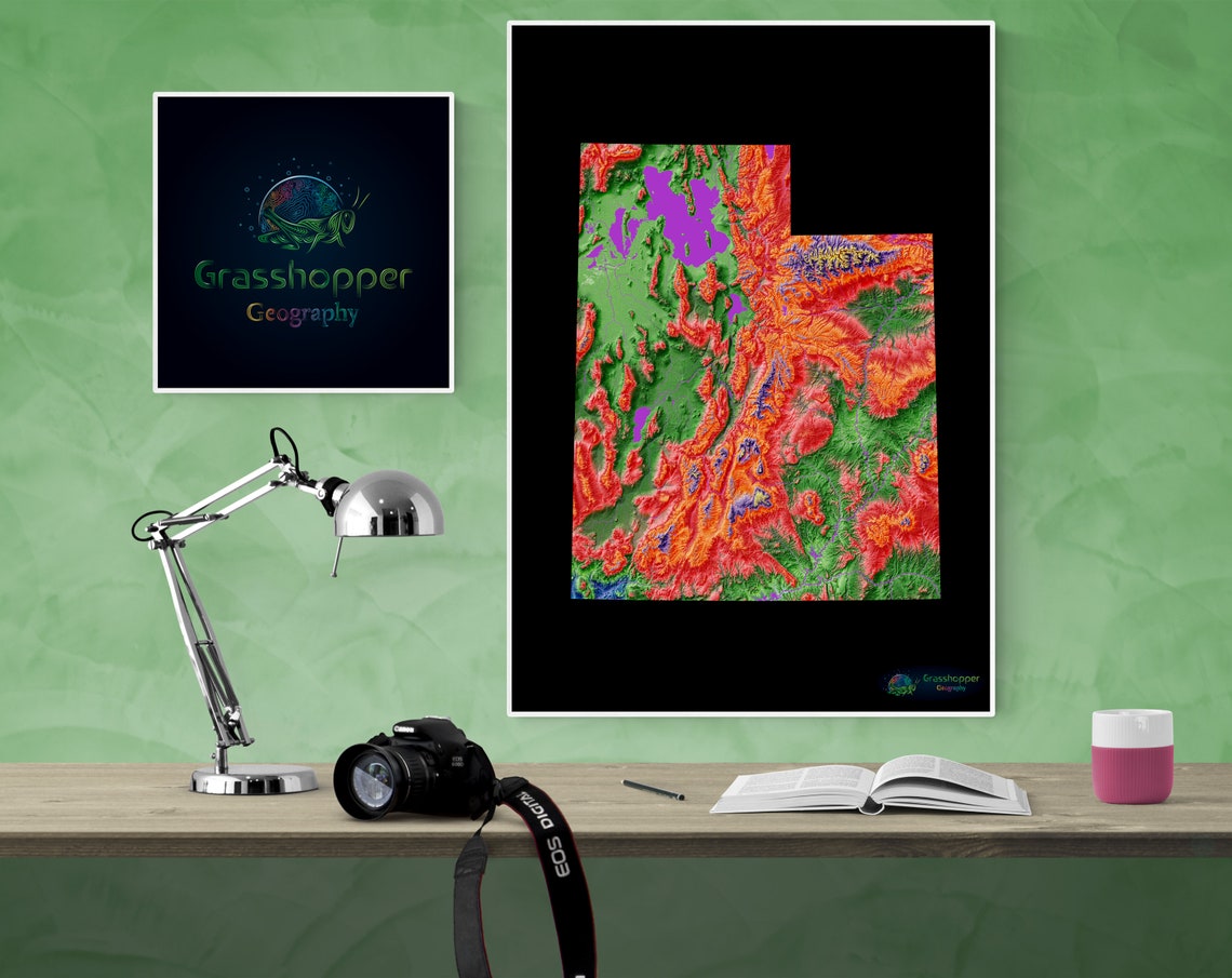 Elevation Map of Utah high Resolution Digital Print Map - Etsy