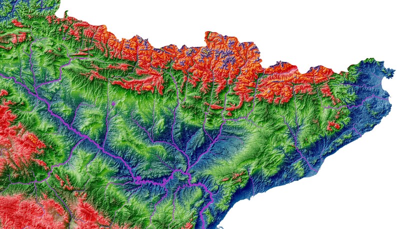 Elevation Map of Spain high Resolution Digital Print Map - Etsy