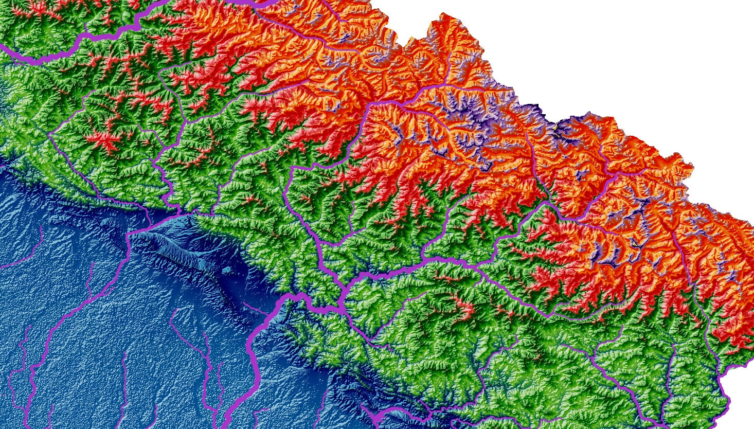 Elevation Map of India high Resolution Digital Print, Map Print, Wall ...