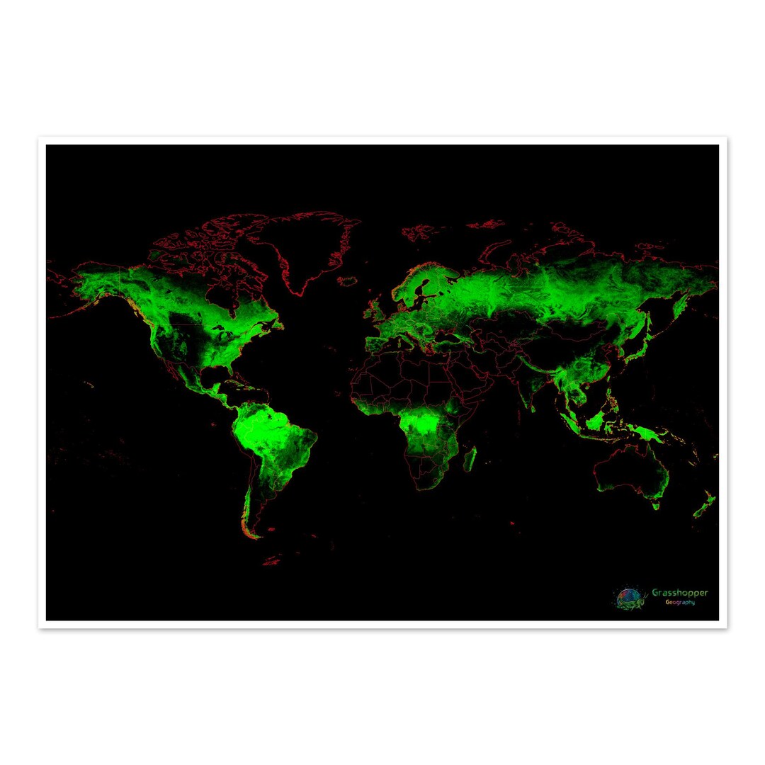 The World - Forest Cover Map - Fine Art Print - Etsy
