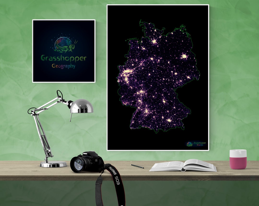 Population Density Heatmap of Germany high Resolution Digital Print Map ...