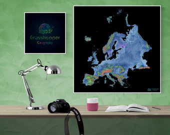 Elevation Map of Europe high Resolution Digital Print Map | Etsy