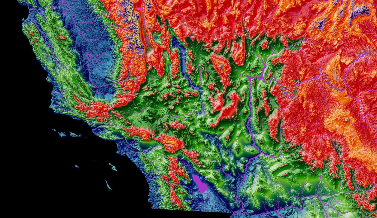 Elevation Map of the US high Resolution Digital Print, Map Print, Wall ...