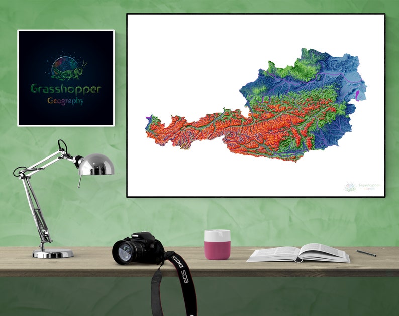 Elevation Map of Austria high Resolution Digital Print Map - Etsy