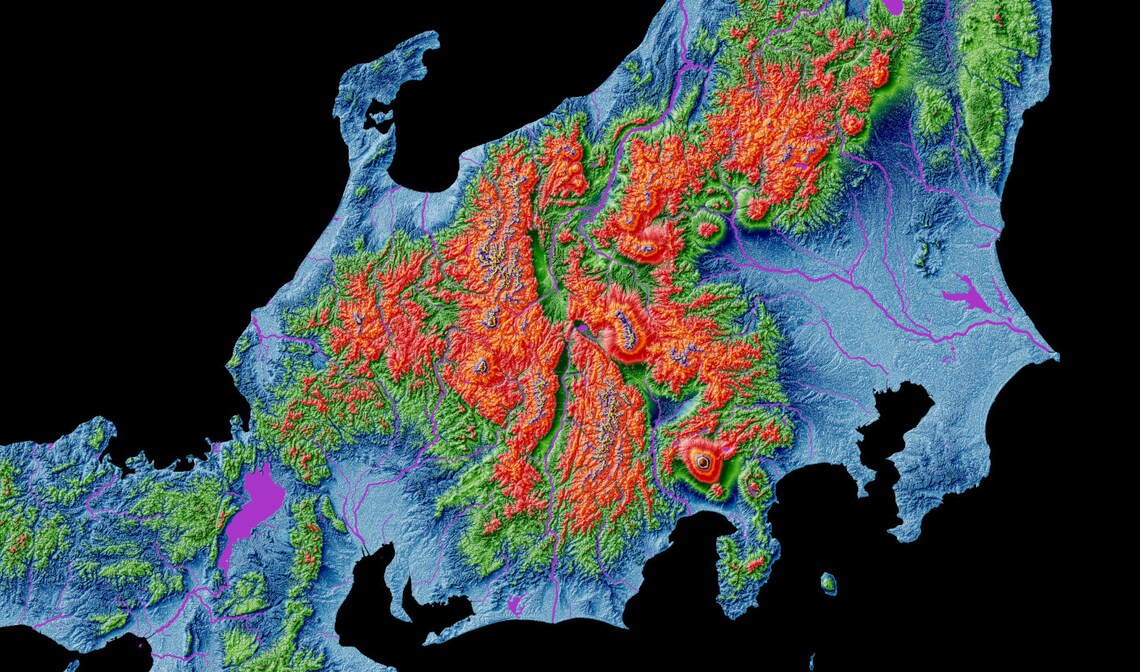 Elevation Map of Japan high Resolution Digital Print, Map Print, Wall ...