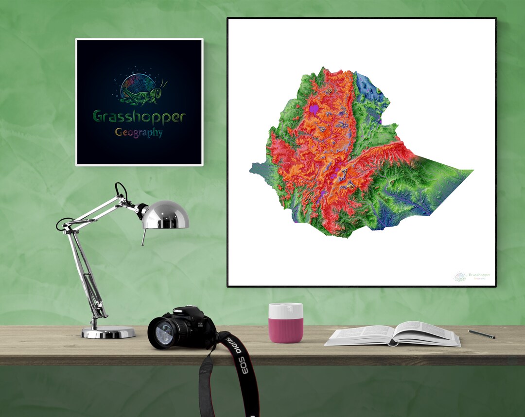 Elevation Map of Ethiopia high Resolution Digital Print, Map Print ...