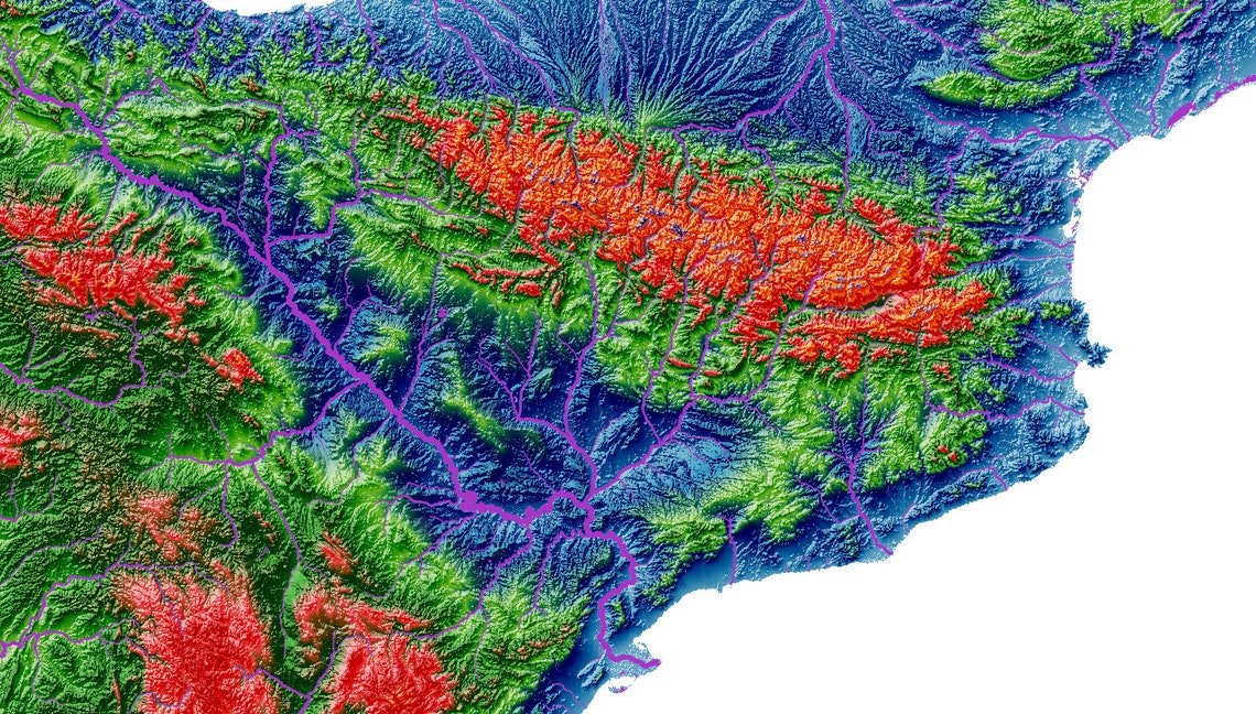 Elevation Map of Europe high Resolution Digital Print, Map Print, Wall ...
