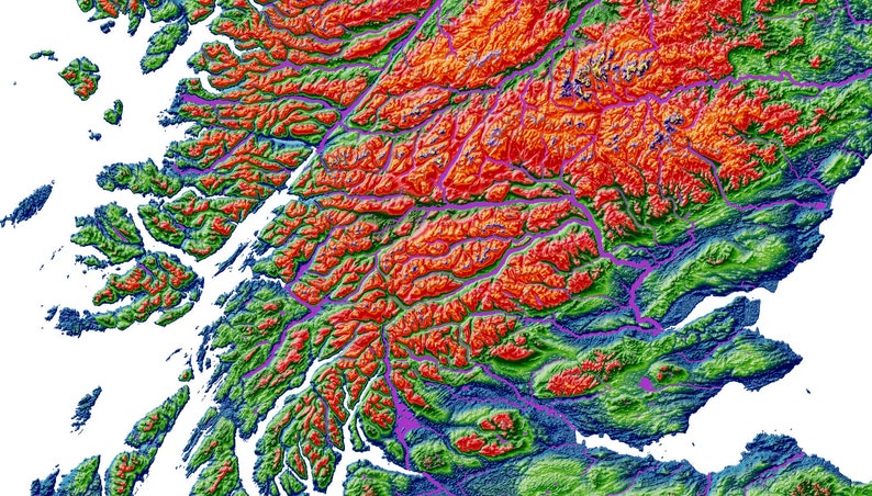 Elevation Map of the United Kingdom high Resolution Digital - Etsy