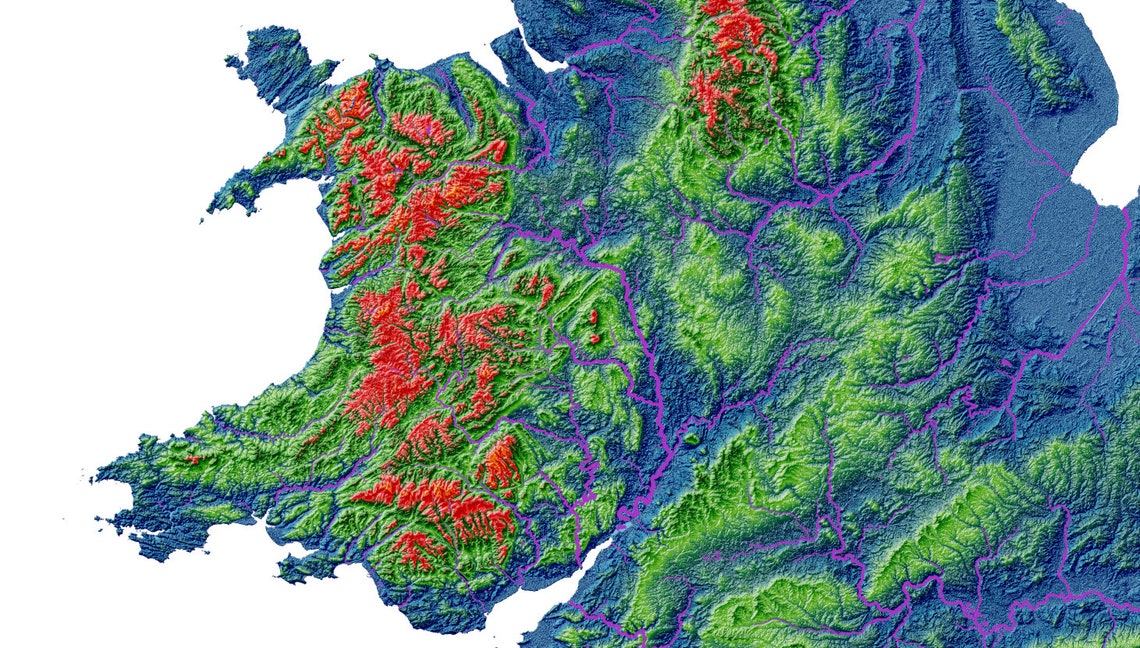 Elevation Map of the British Isles high Resolution Digital - Etsy UK