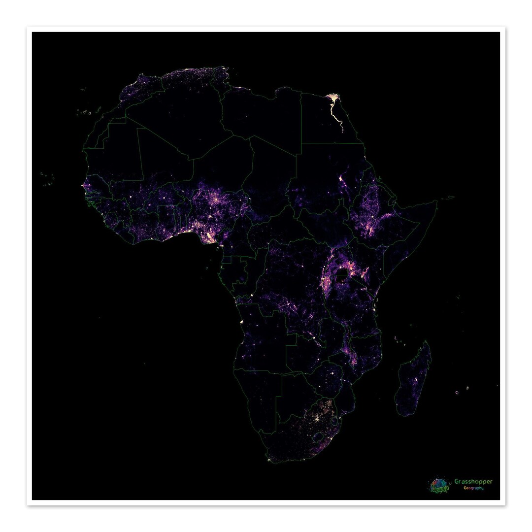 Africa - Population Density Heatmap - Fine Art Print - Etsy