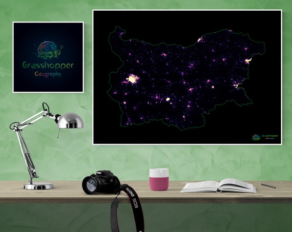 Population Density Heatmap Of Bulgaria High Resolution Etsy