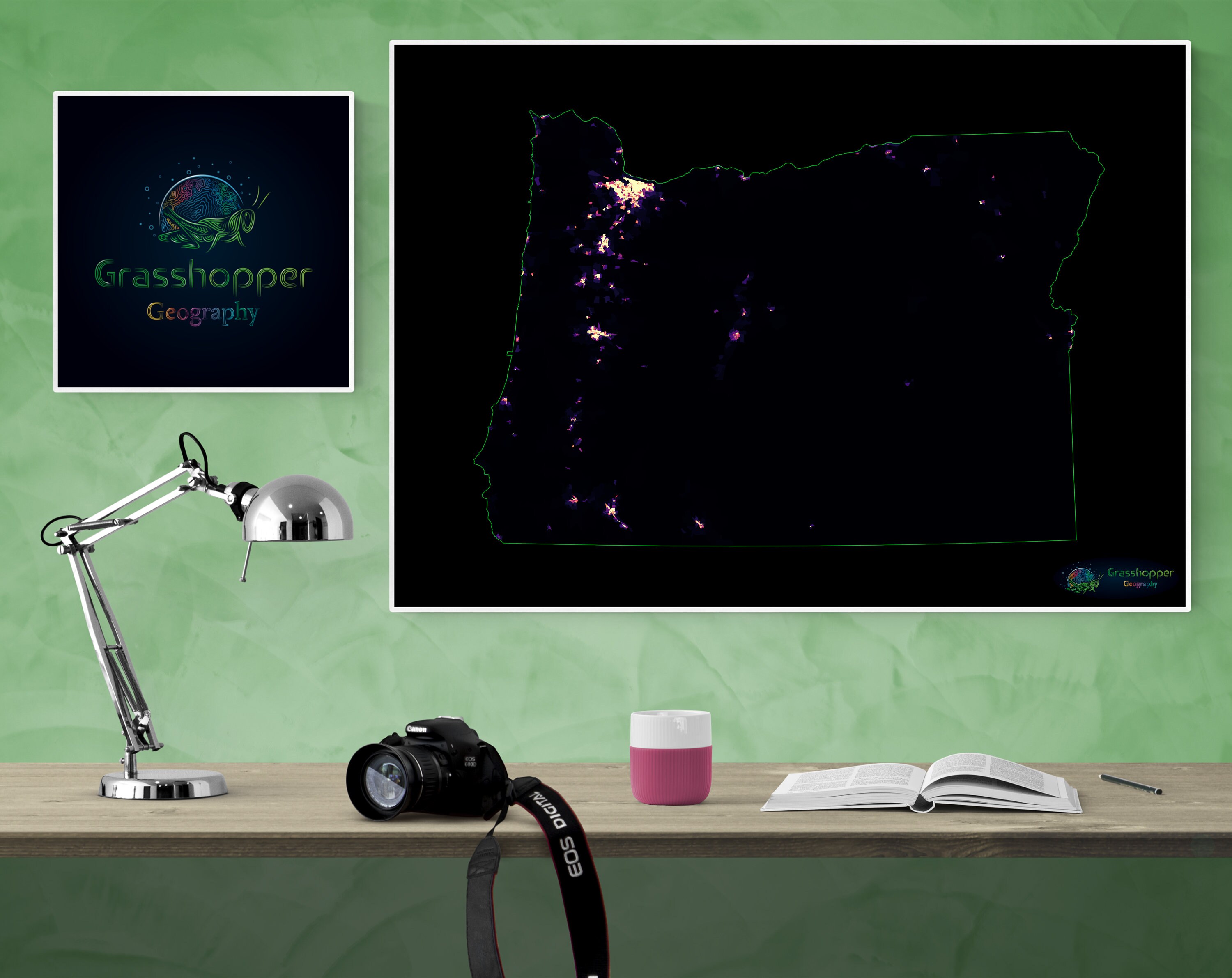 Population Density Heatmap of Oregon high Resolution Digital Print Map ...