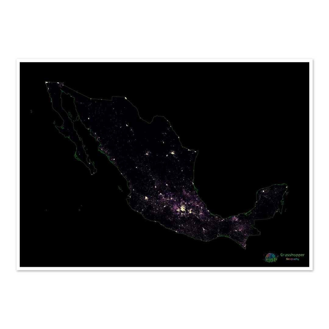 Mexico - Population Density Heatmap - Fine Art Print - Etsy