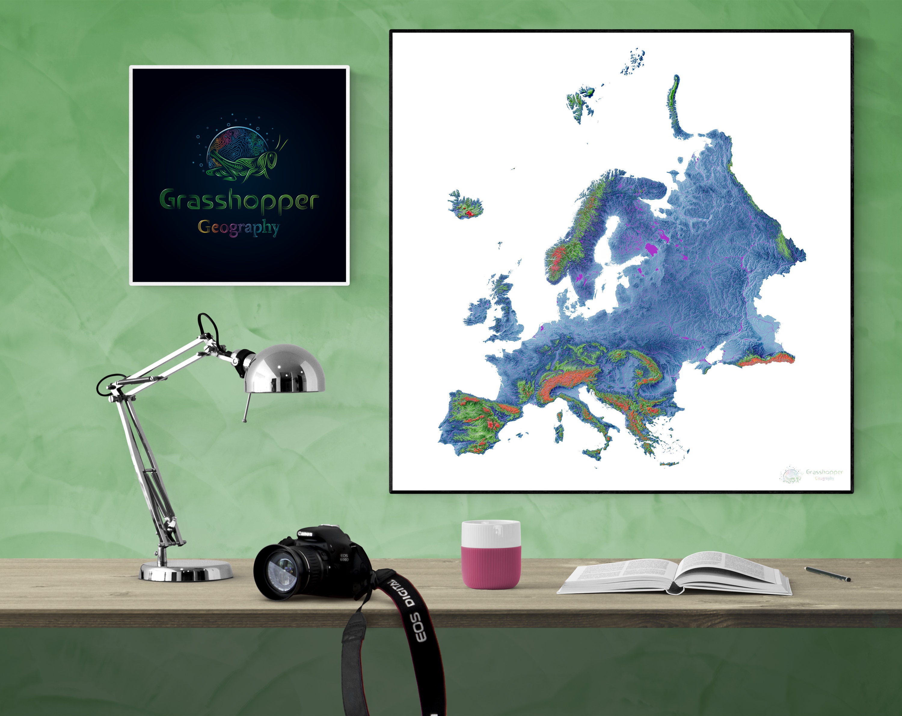 Elevation Map of Europe high Resolution Digital Print, Map Print, Wall ...