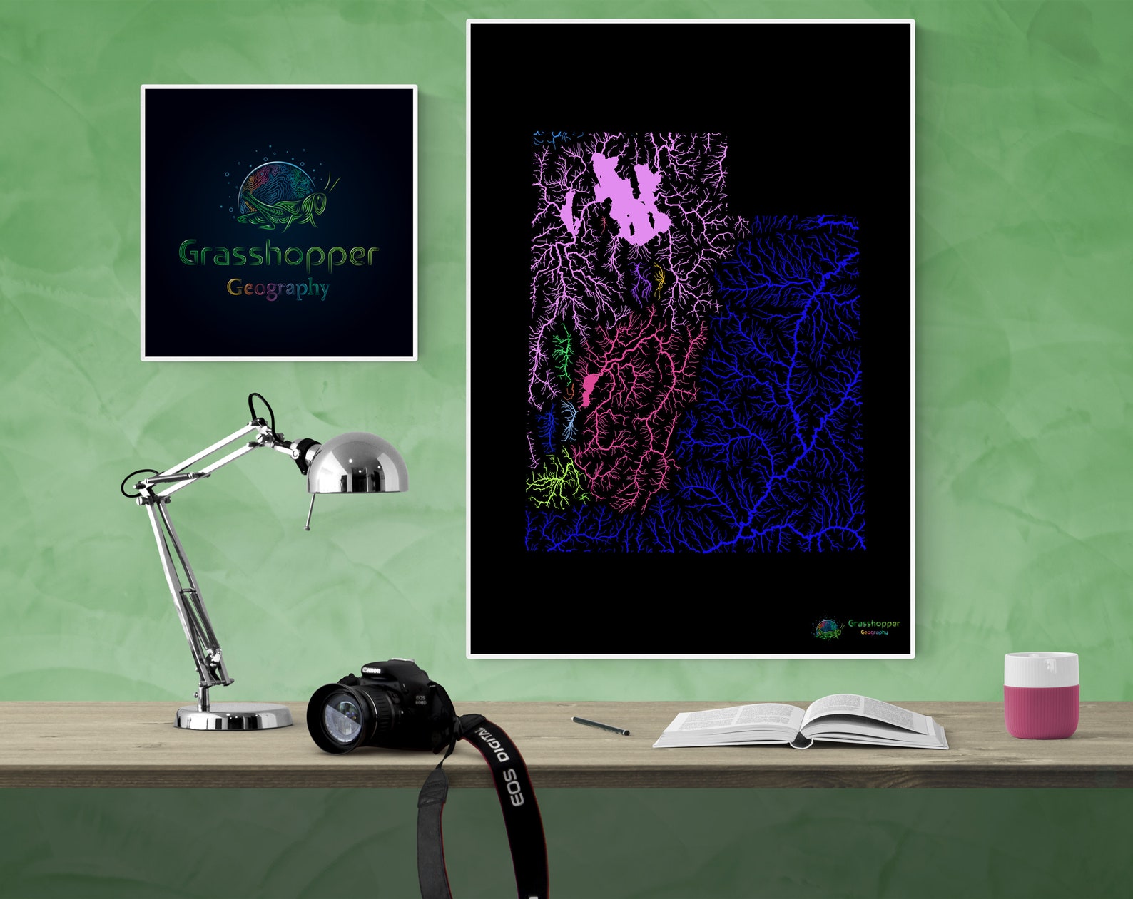 River Basins of Utah in Rainbow Colours high Resolution Digital Print ...