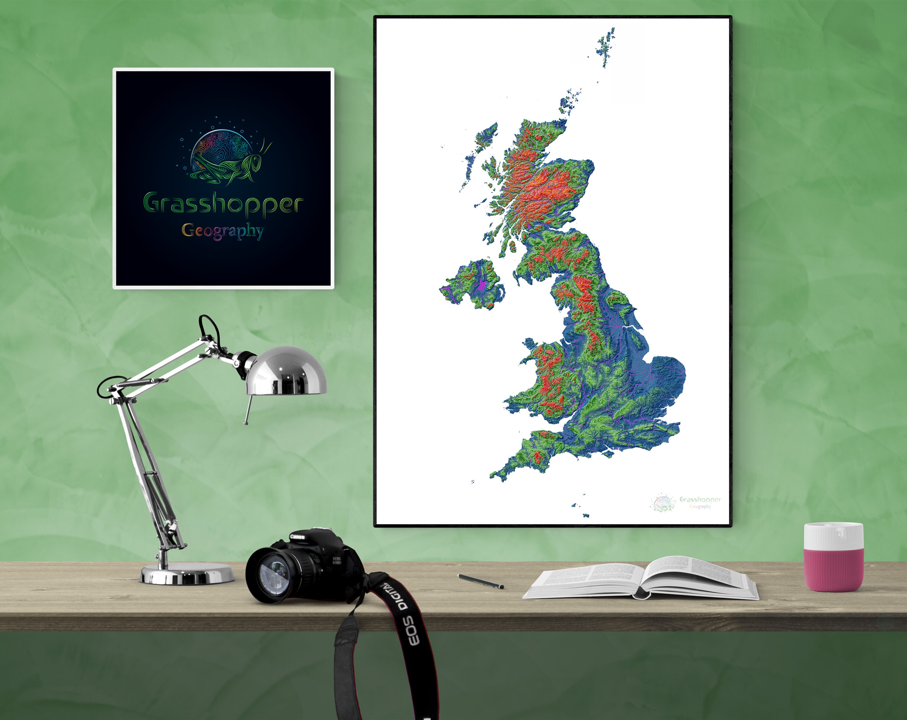 Elevation map of the United Kingdom high resolution digital | Etsy