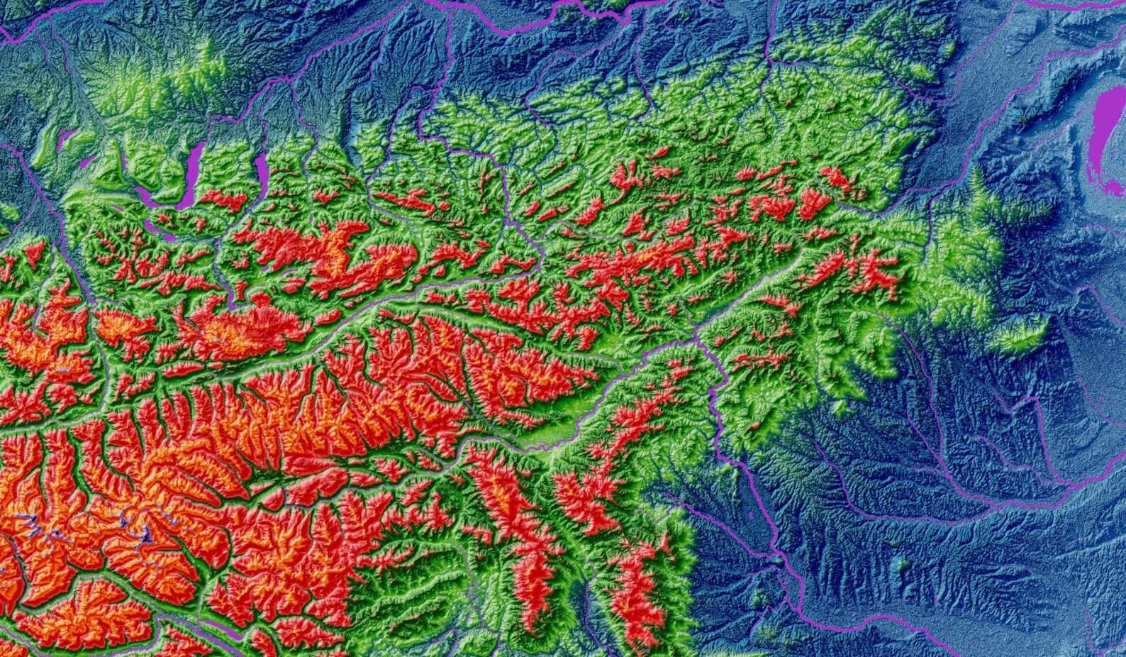 Elevation Map of the Alps high Resolution Digital Print, Map Print ...