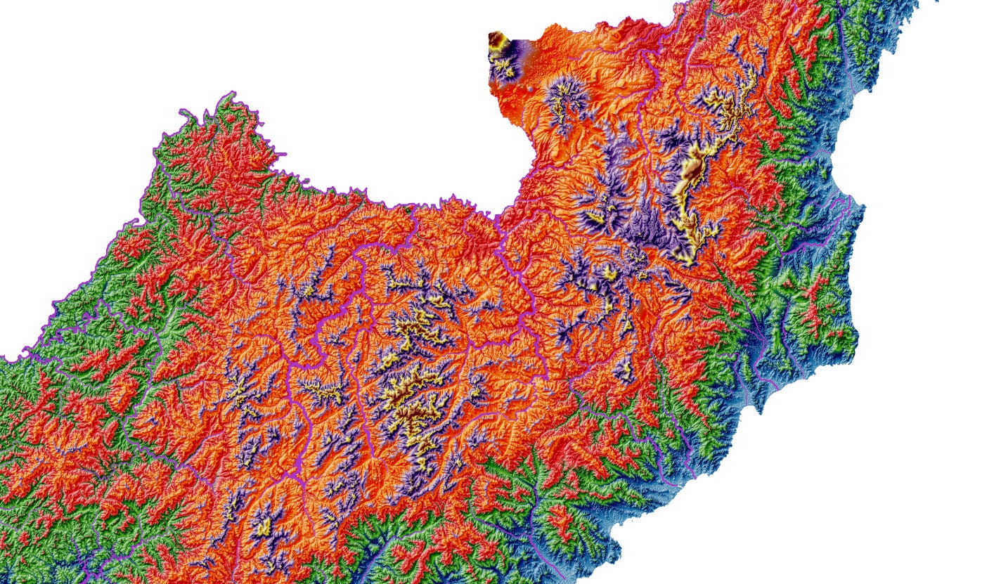 Elevation Map of Korea high Resolution Digital Print, Map Print, Wall ...