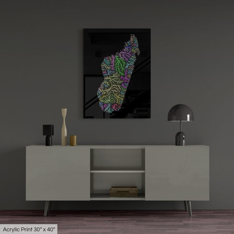 Madagascar - River Basin Map, Pastel Colours - Wall Art - Etsy