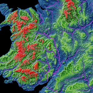 Elevation Map of the British Isles high Resolution Digital - Etsy