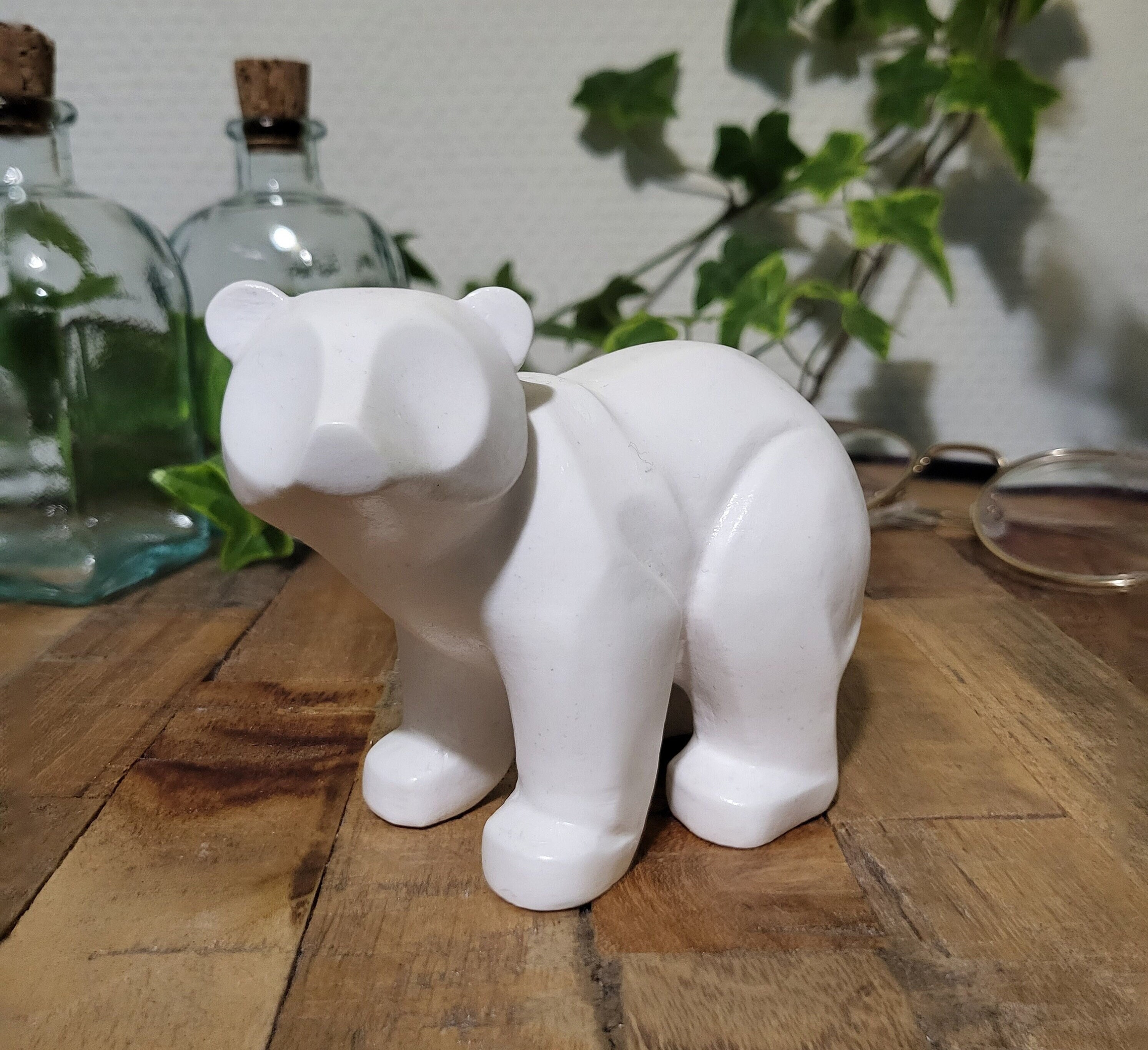 Plaster Bear Statue Minimalistic, Bookshelf Decor, Gift for Animal ...