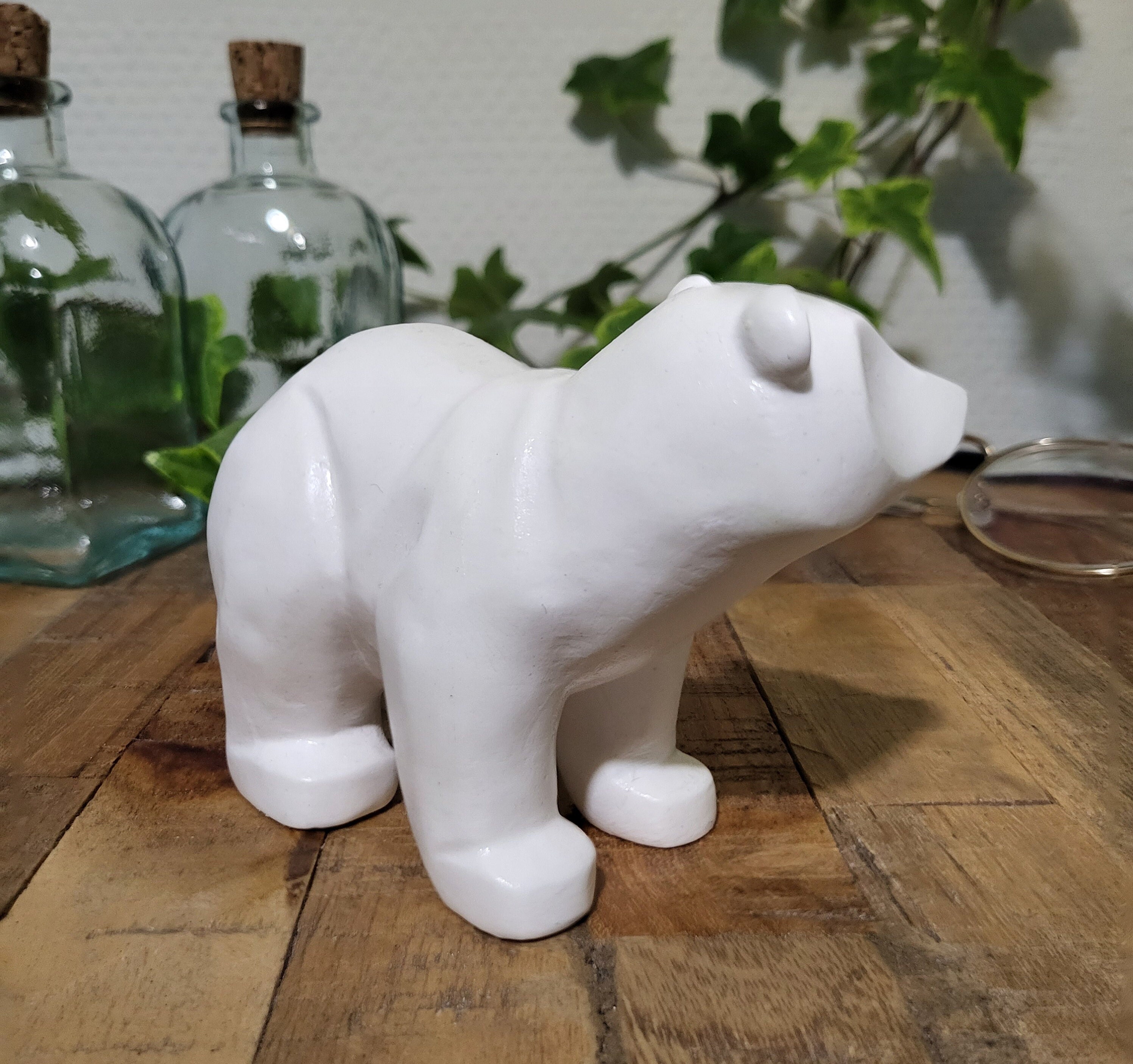 Plaster Bear Statue Minimalistic, Bookshelf Decor, Gift for Animal ...