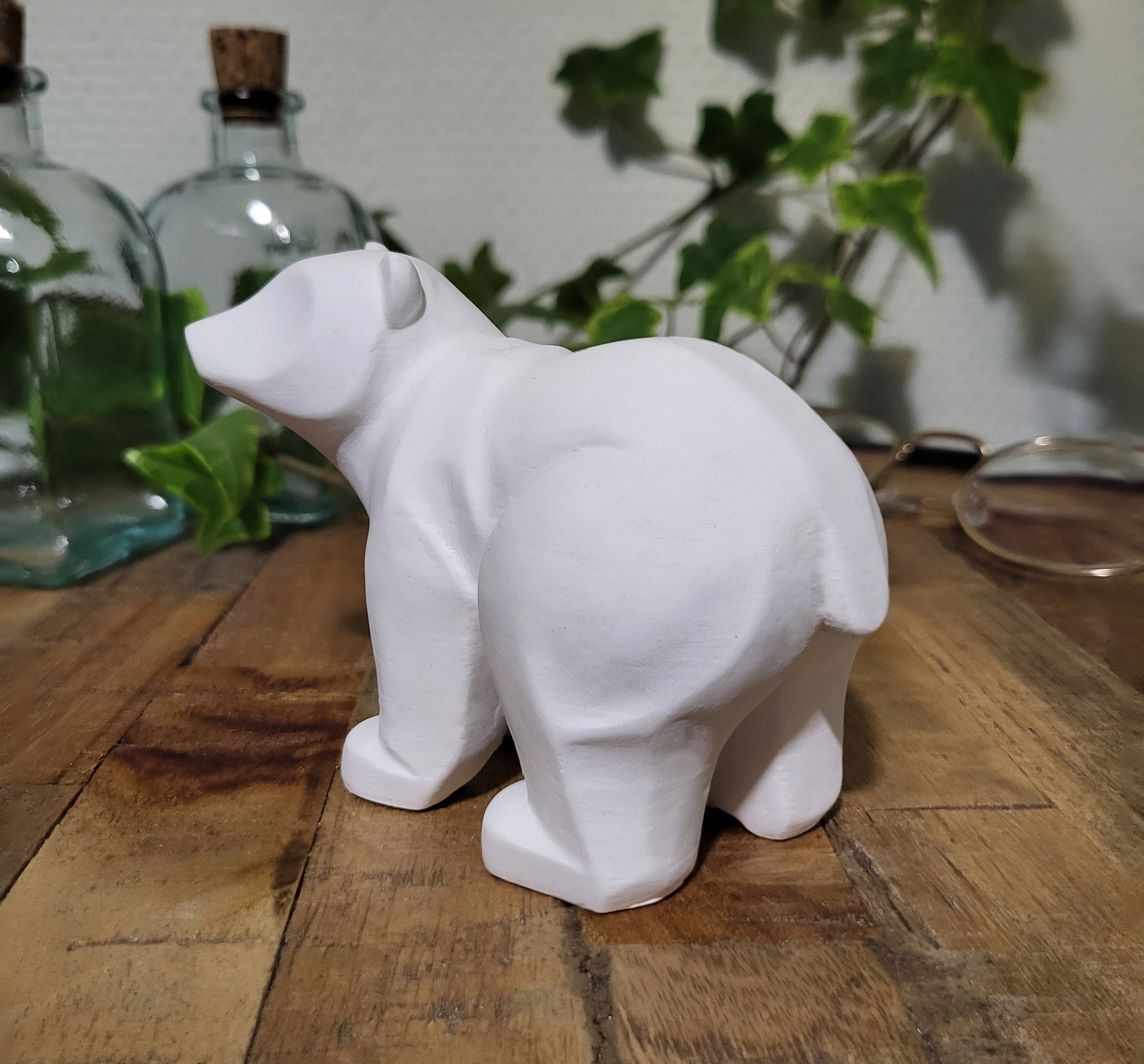 Plaster Bear Statue Minimalistic, Bookshelf Decor, Gift for Animal ...