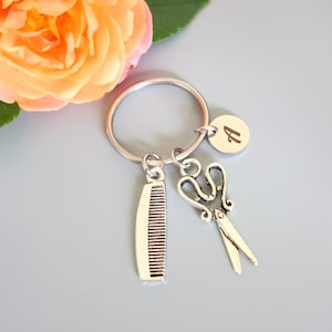 Hairdresser Keychain, Personalized Scissors Comb Keyring, Hair Stylist ...