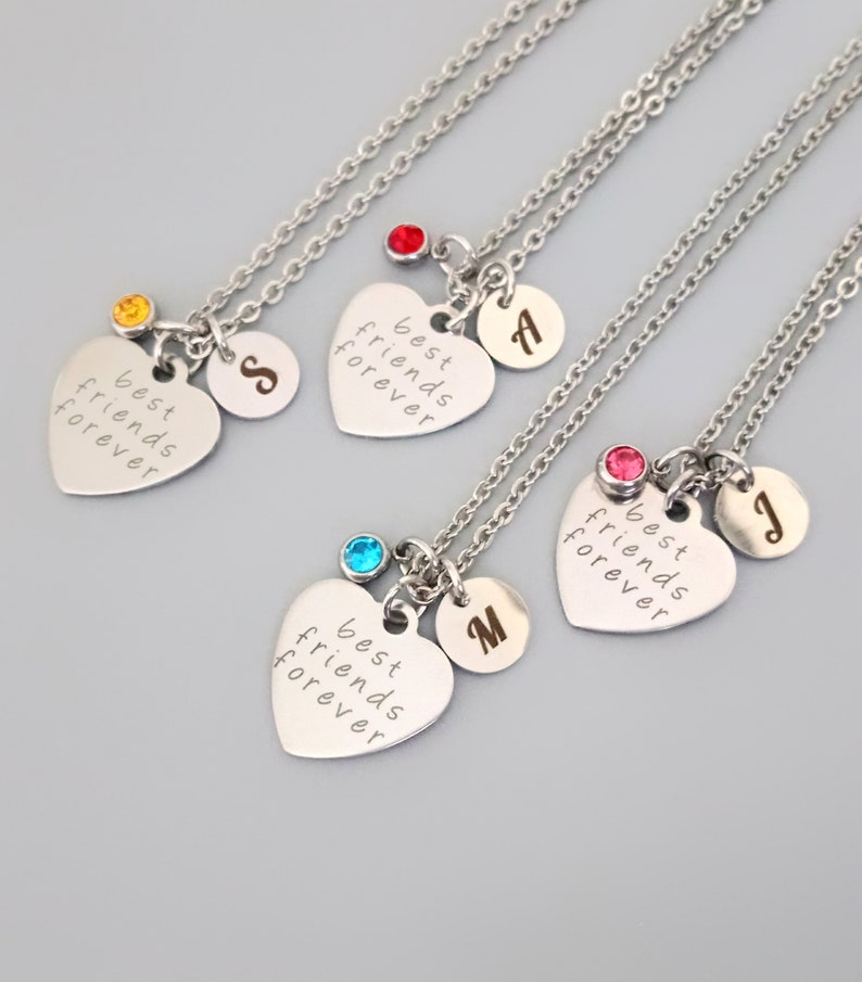 Set of 4 Best Friends Forever Heart Necklace - Etsy