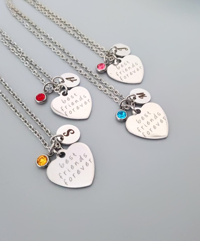 Set of 4 Best Friends Forever Heart Necklace - Etsy