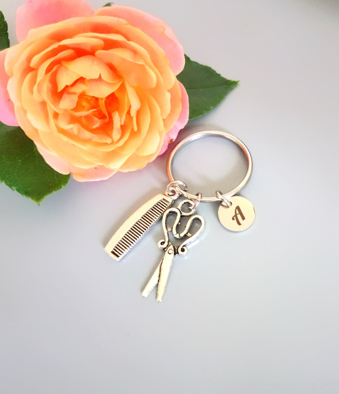 Hairdresser Keychain Personalized Scissors Comb Keyring Hair - Etsy