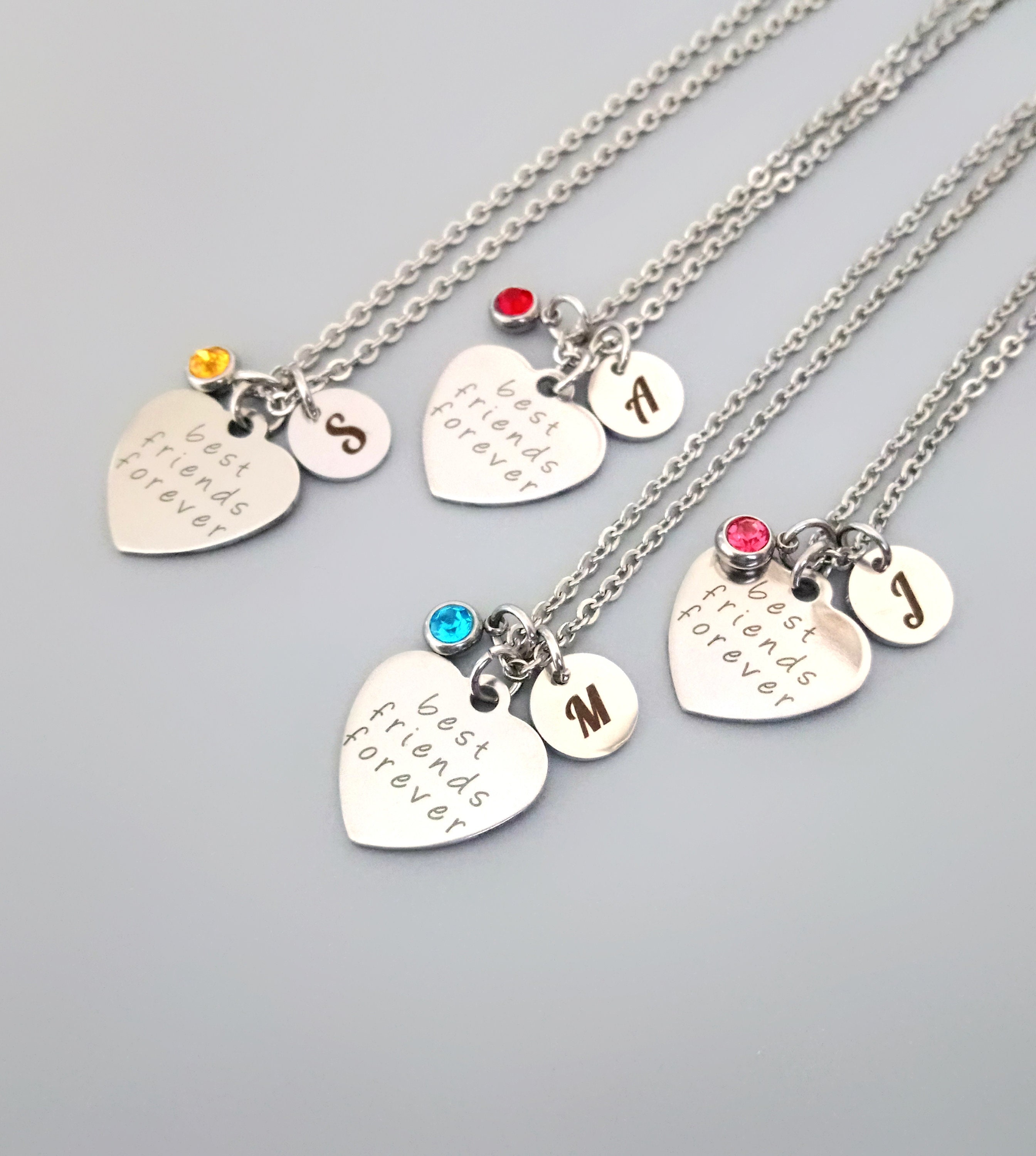 Set of 4 Best Friends Forever Heart Necklace - Etsy