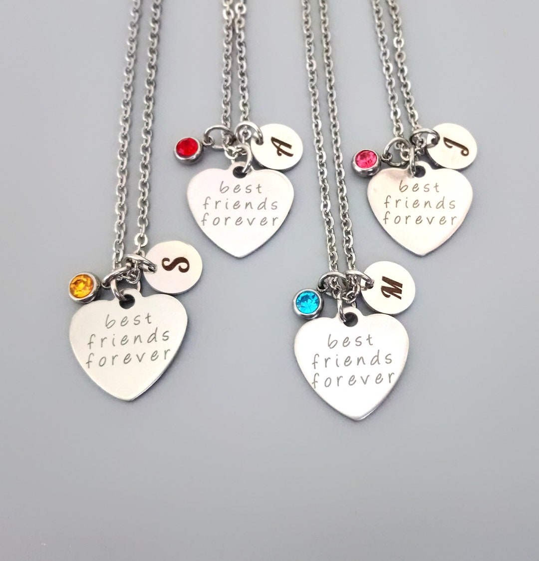 Set of 4 Best Friends Forever Heart Necklace - Etsy