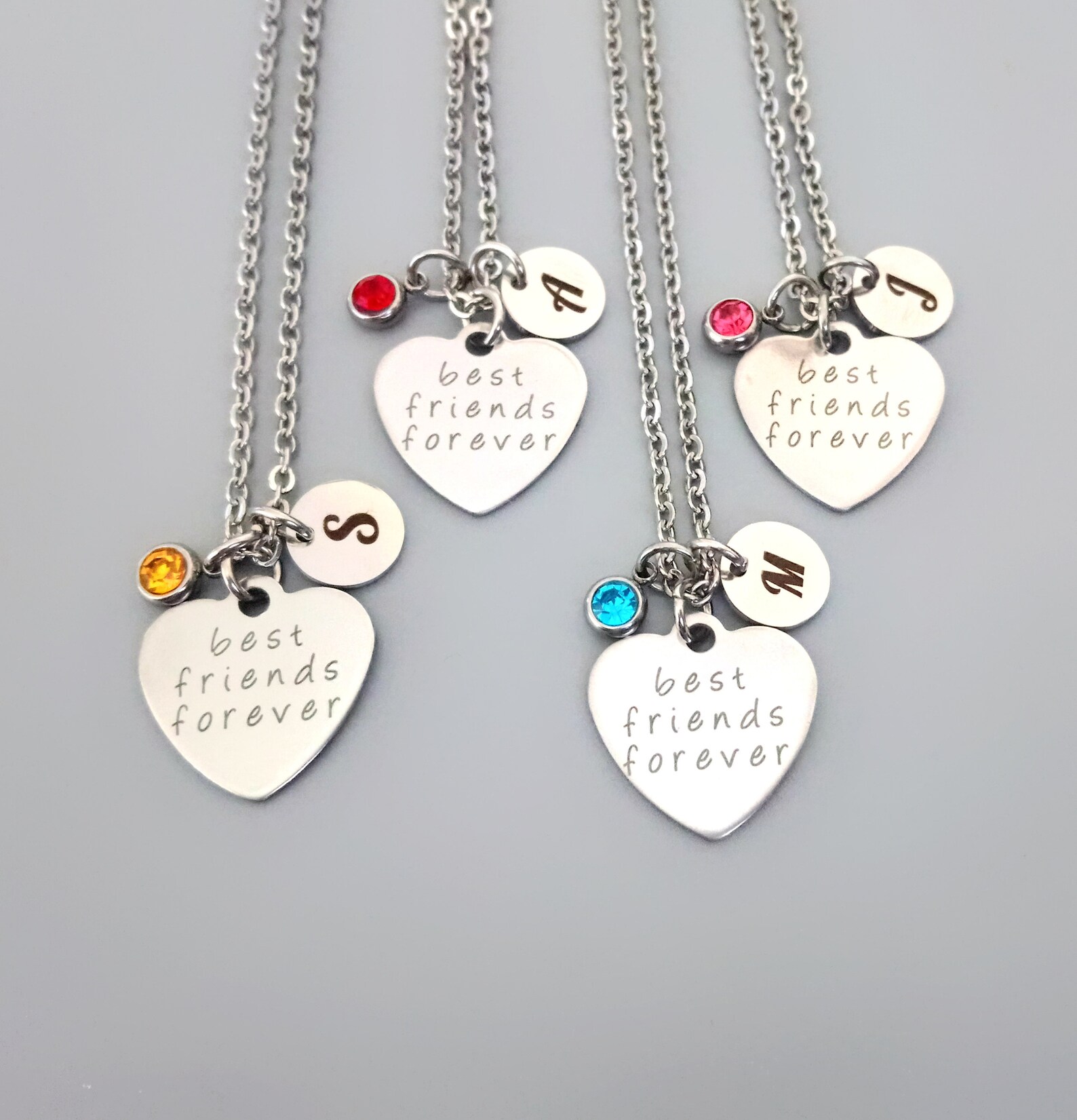 Set of 4 Best Friends Forever Heart Necklace - Etsy