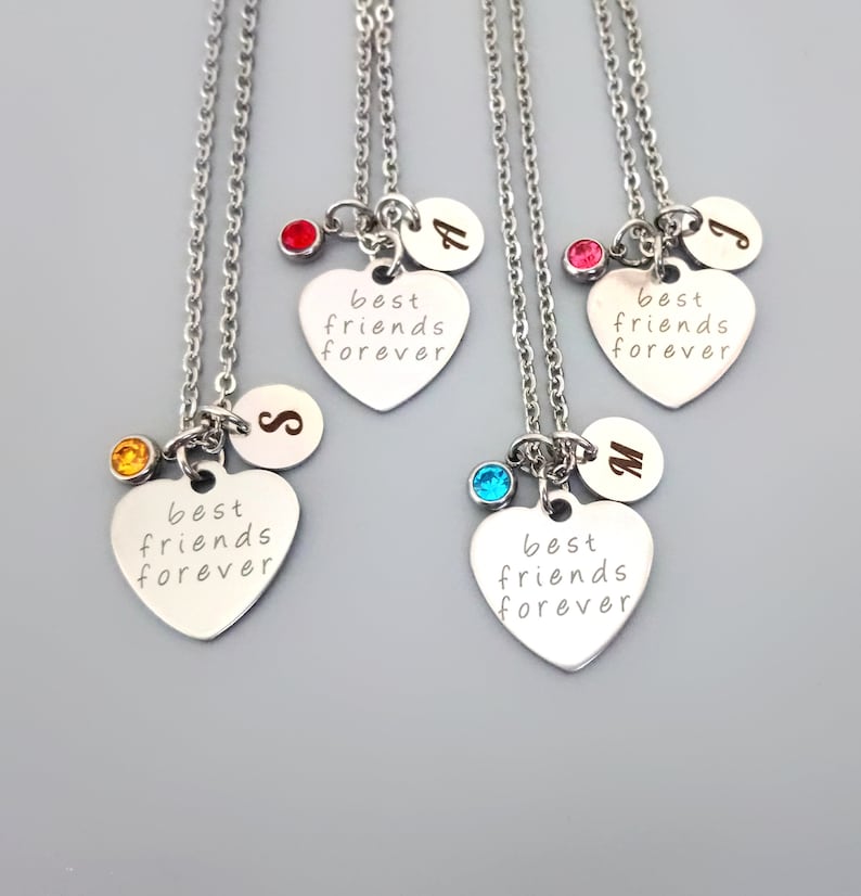 Set of 4 Best Friends Forever Heart Necklace - Etsy