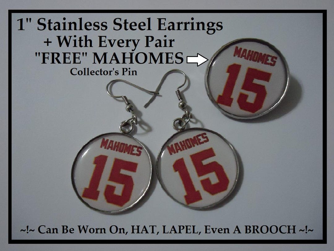 Patrick Mahomes Earrings Kansas City Earrings 1" Round Bezel Earrings ...