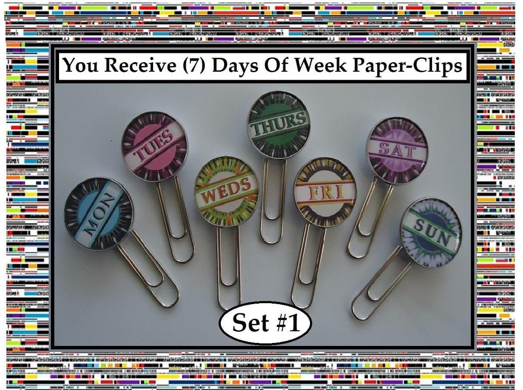 Days of the Week Paper Clips (7) Notebook Custom Paper Clips Journal ...