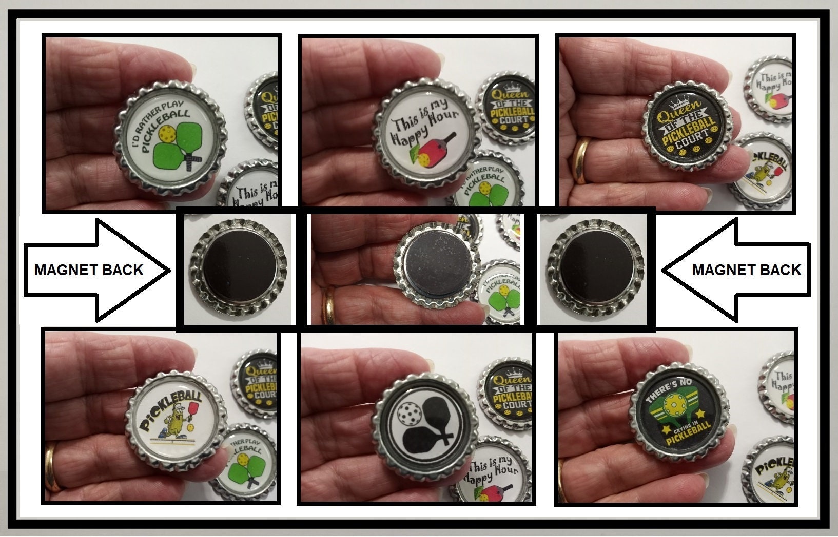 Pickleball Frig Magnets Sweet Office Gift (6) Pickleball Fridge Magnets ...