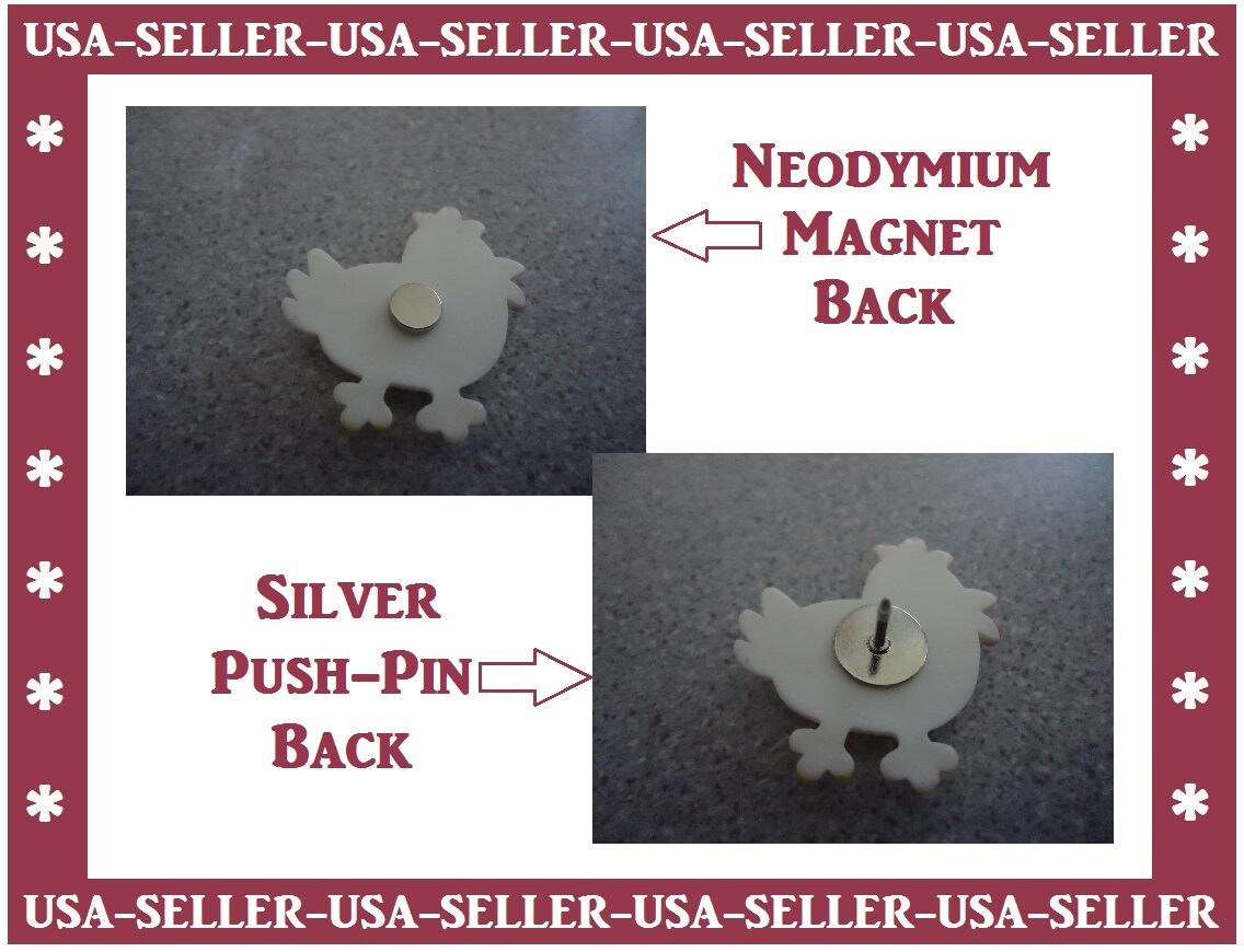 Roosters Magnets OR Pink Birds Push Pins Rooster Message Board - Etsy.de