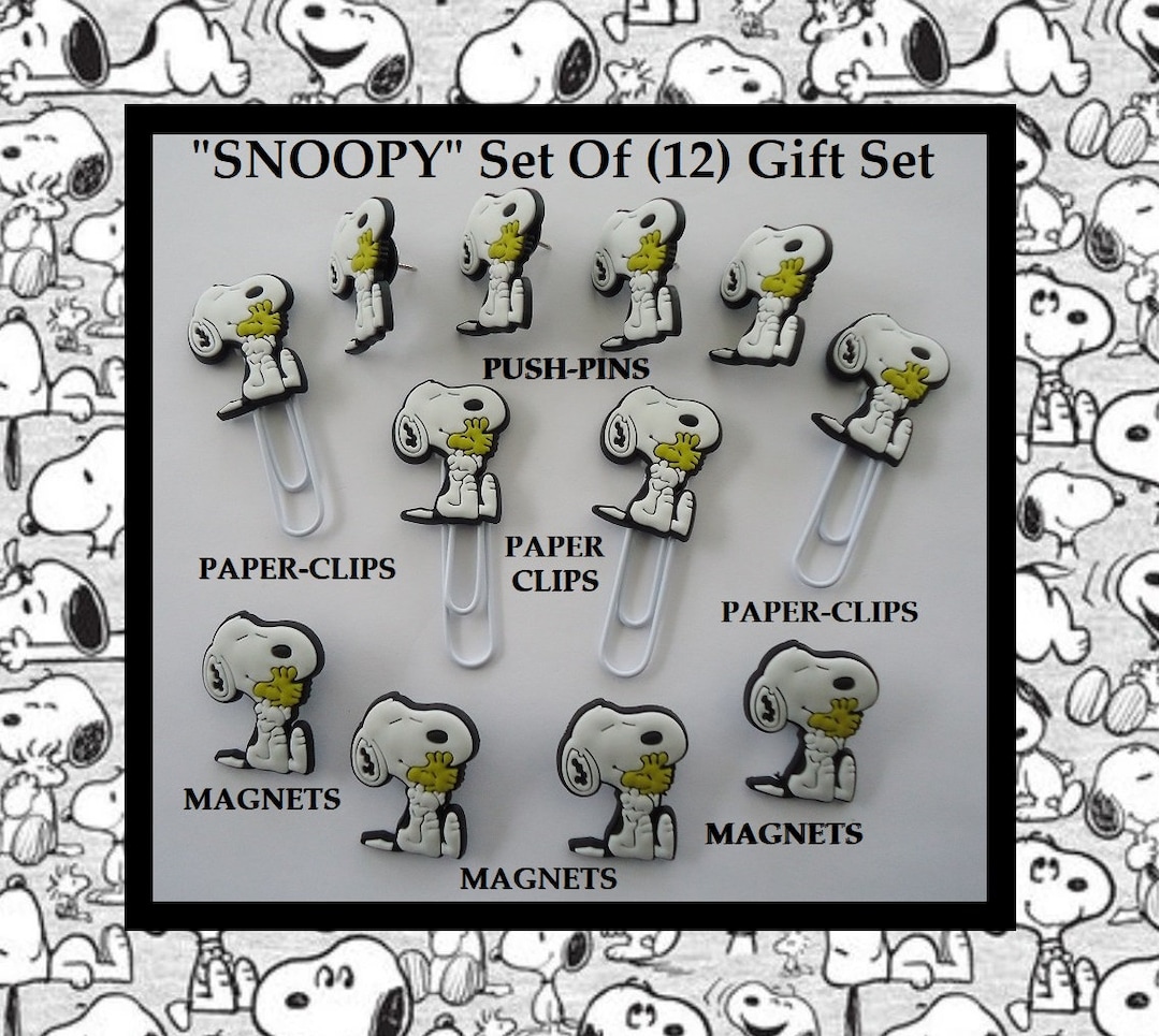 Snoopy Gift Set (12) PCS Snoopy Fridge Magnets Snoopy Thumb Tacks ...