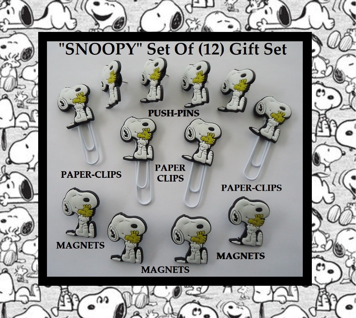 Snoopy Gift Set 12 PCS Snoopy Fridge Magnets Snoopy Thumb Tacks Snoopy ...