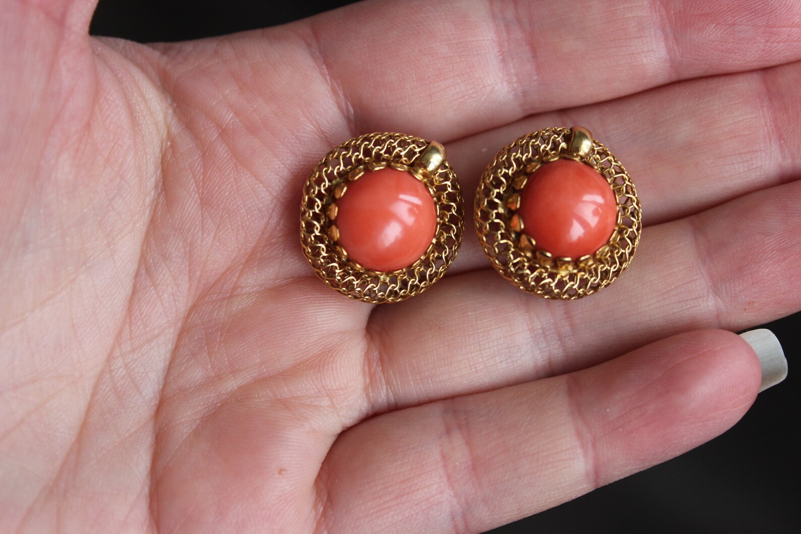 Vintage Coral Clips / Pendientes Natural Momo Coral Gold 750 | Etsy