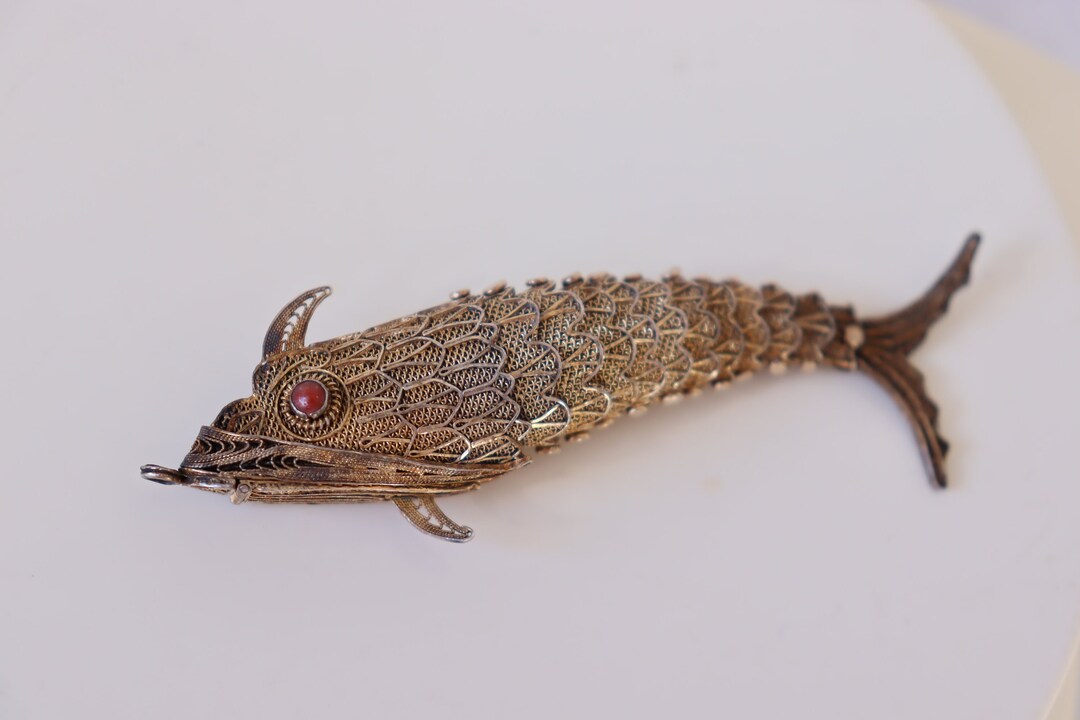 Vintage Chinese Silver Filigree Koi Fish Pendant Coral - Etsy
