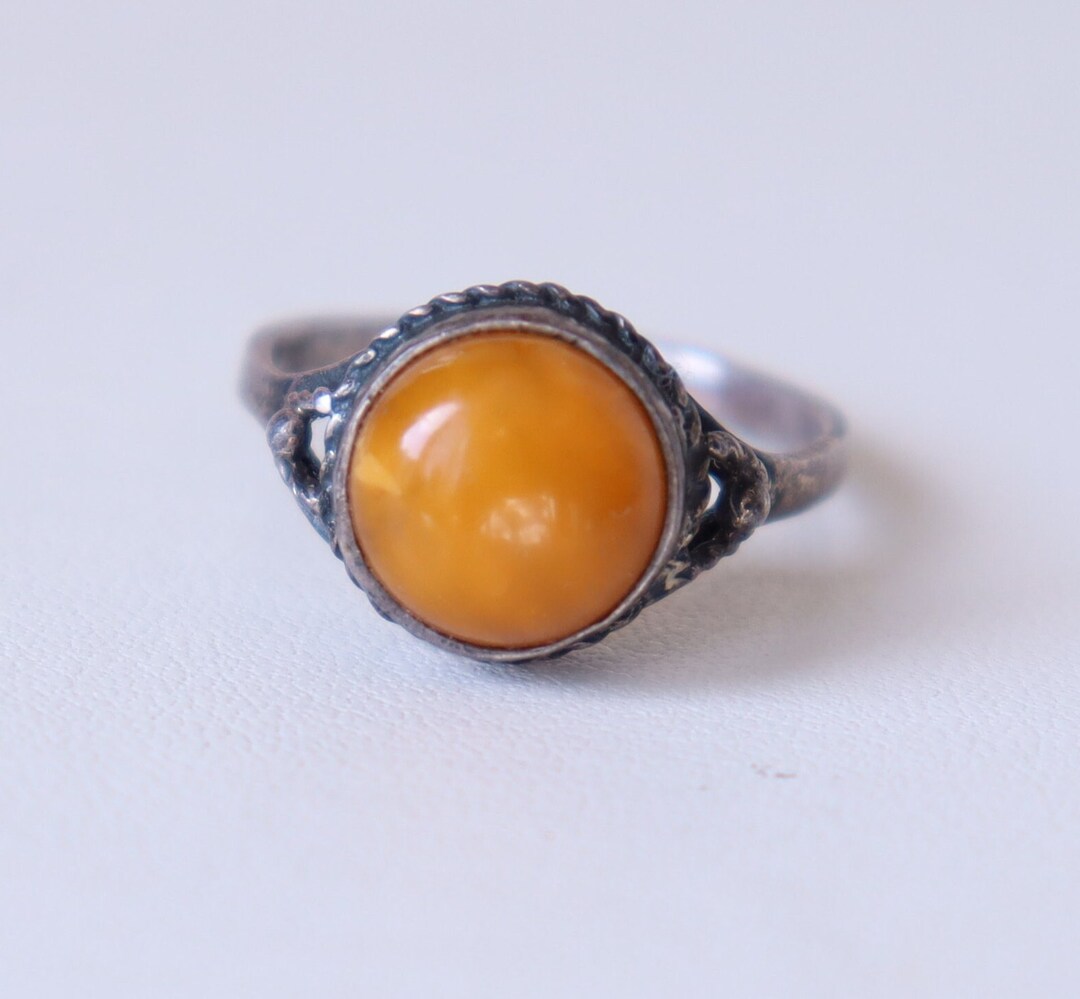 3gr Vintage Egg Yolk Amber Ring Silver 925 - Etsy
