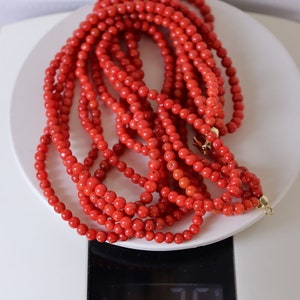 76gr Vintage Natural Red Coral Rubrum Necklace Yellow Gold - Etsy