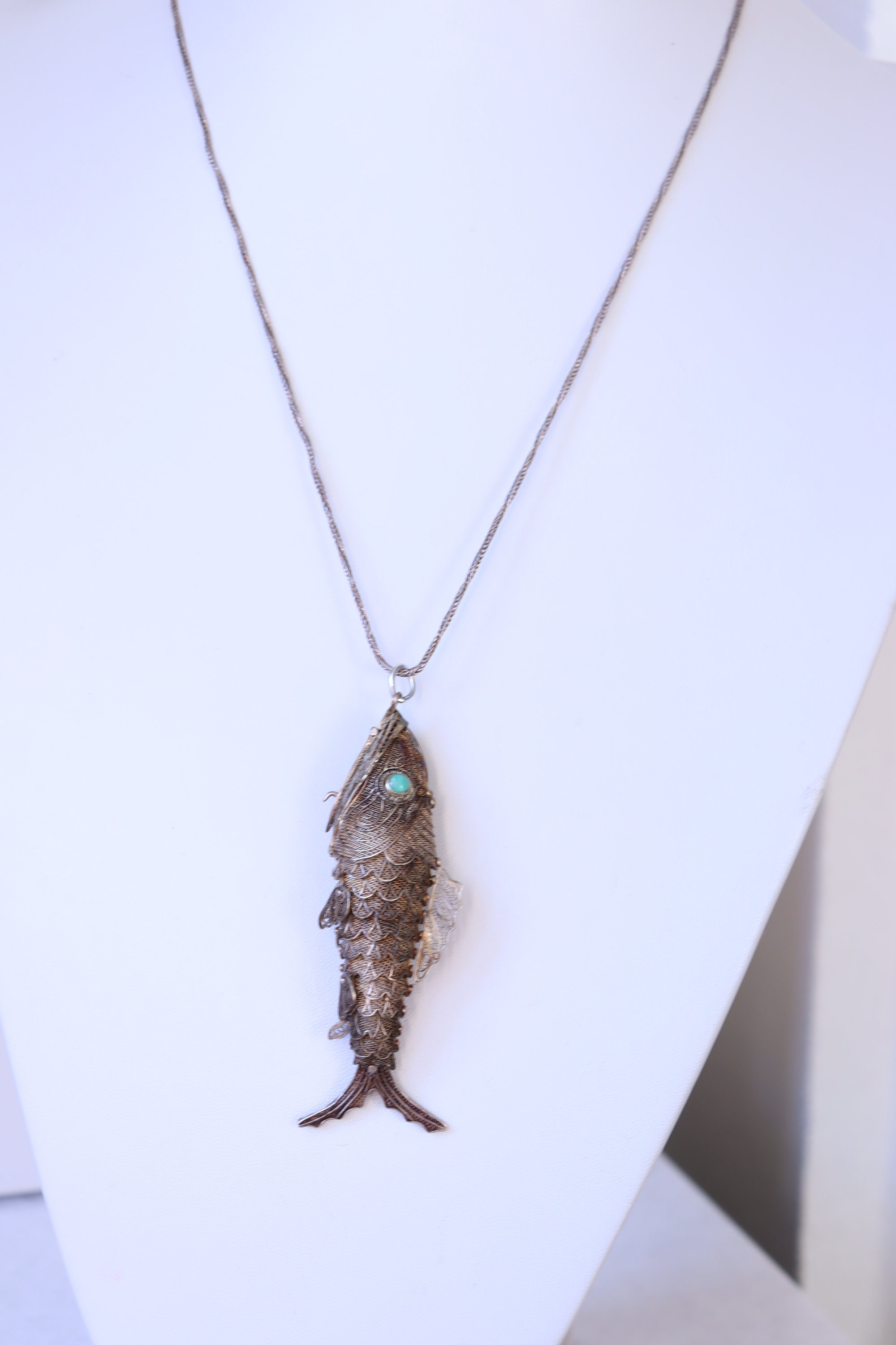 Vintage Chinese Silver Filigree Koi Fish Pendant Turquoise - Etsy
